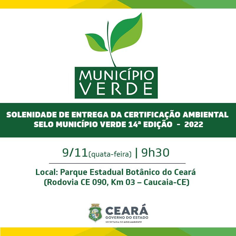 Certificação Selo Município Verde será entregue nesta quarta (9 ...