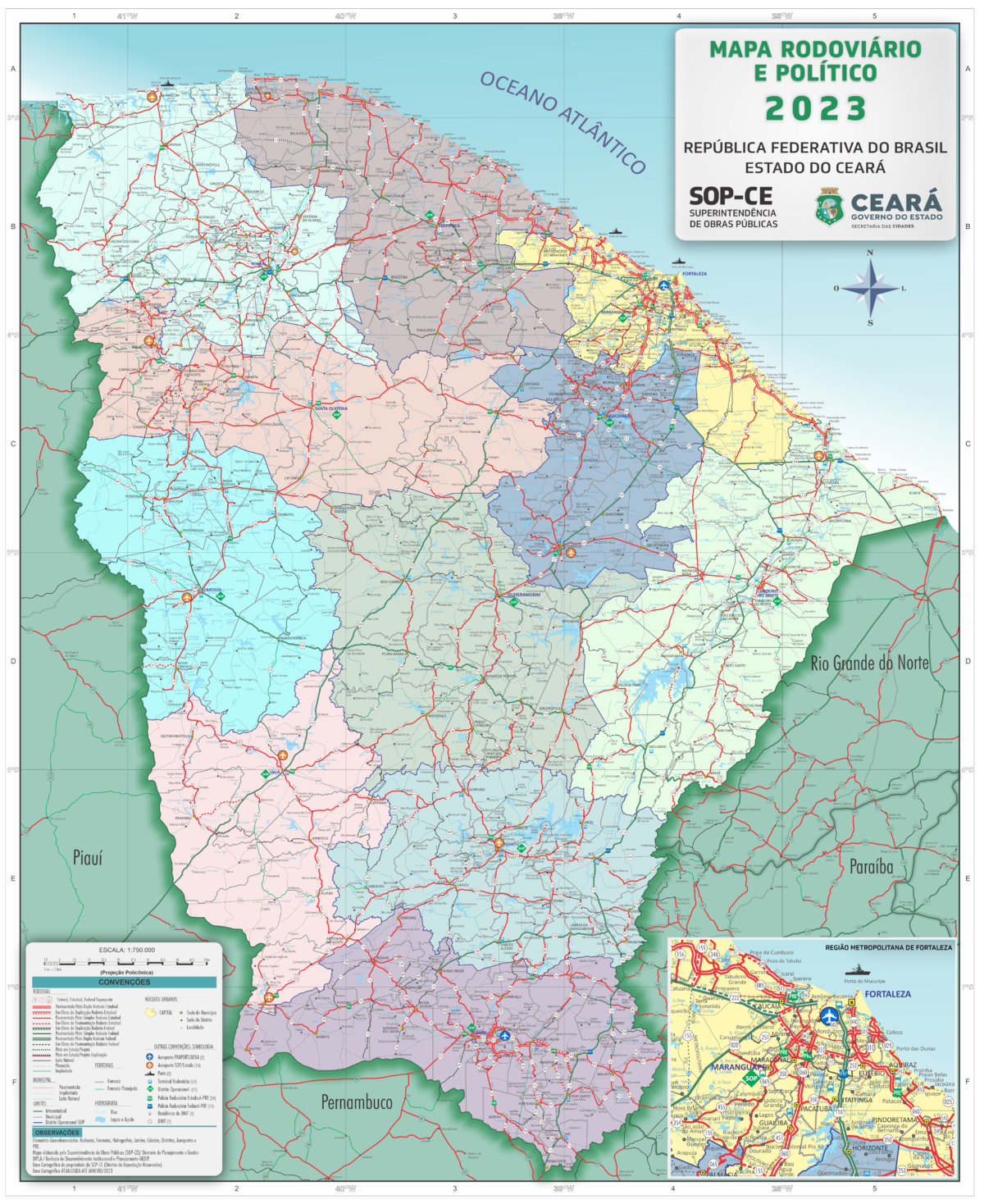 Versão 2023 do Mapa Rodoviário do Ceará é lançada pela Superintendência ...
