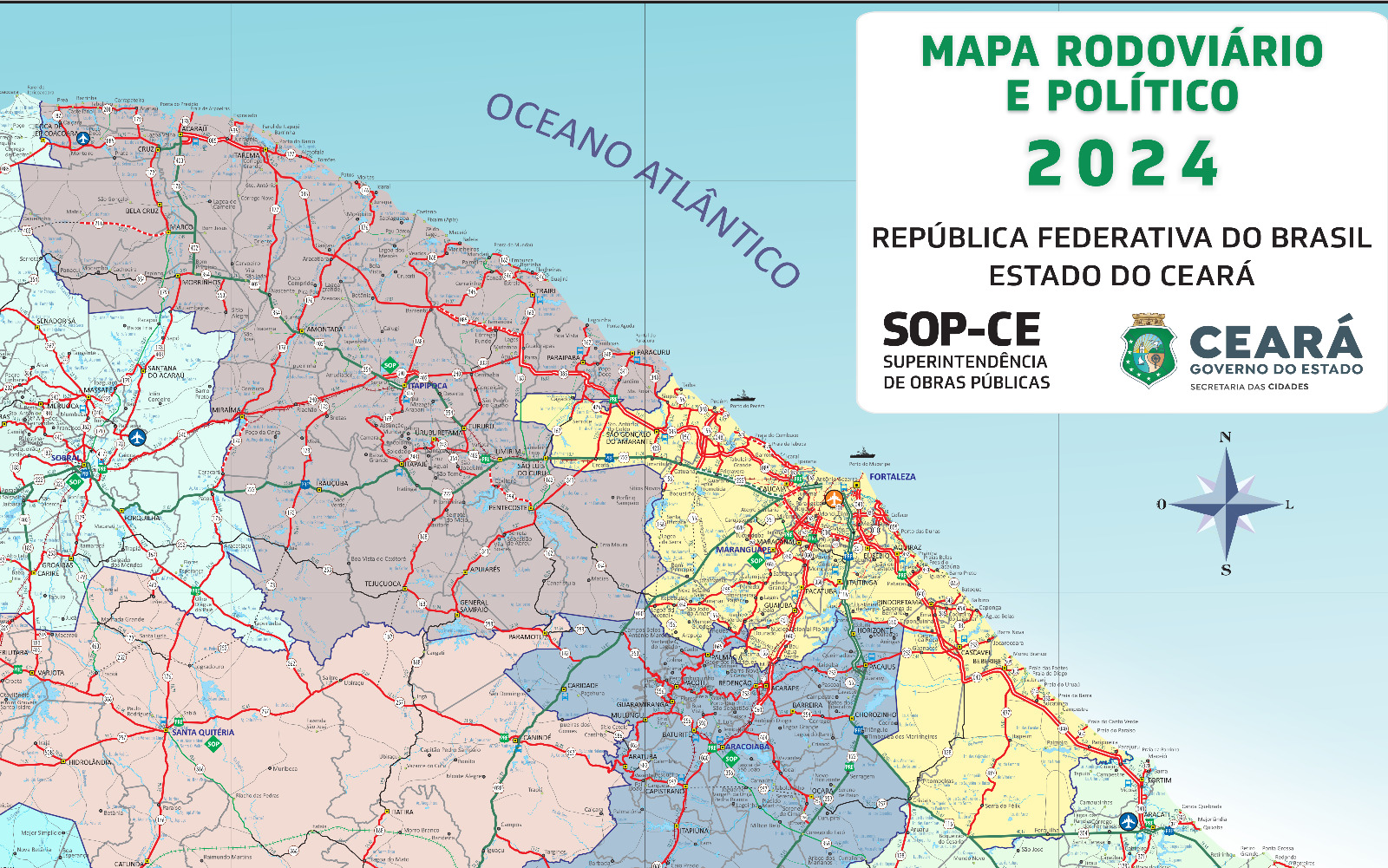 Com atualização anual, SOP disponibiliza novo Mapa Rodoviário do Ceará ...
